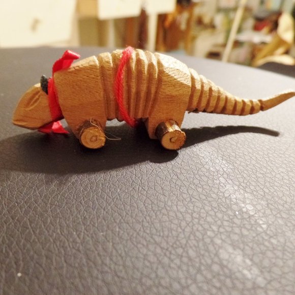 unbranded | Holiday | Vintage Hand Carved Wooden Armadillo On Wheels ...